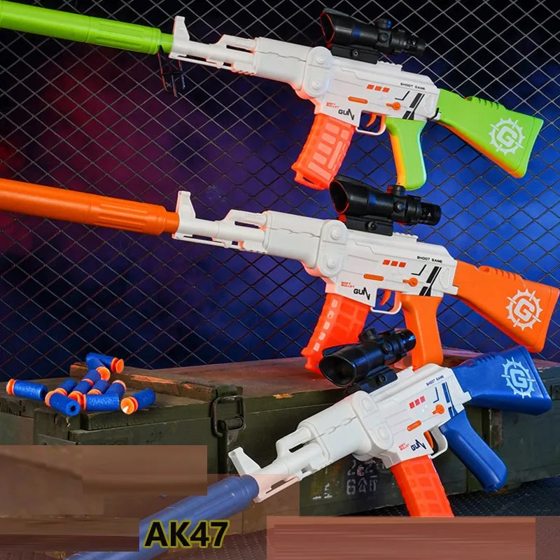 Electric AK47 Toy Gun - Soft Bullet Blaster Rifle, Sniper Launcher for ...