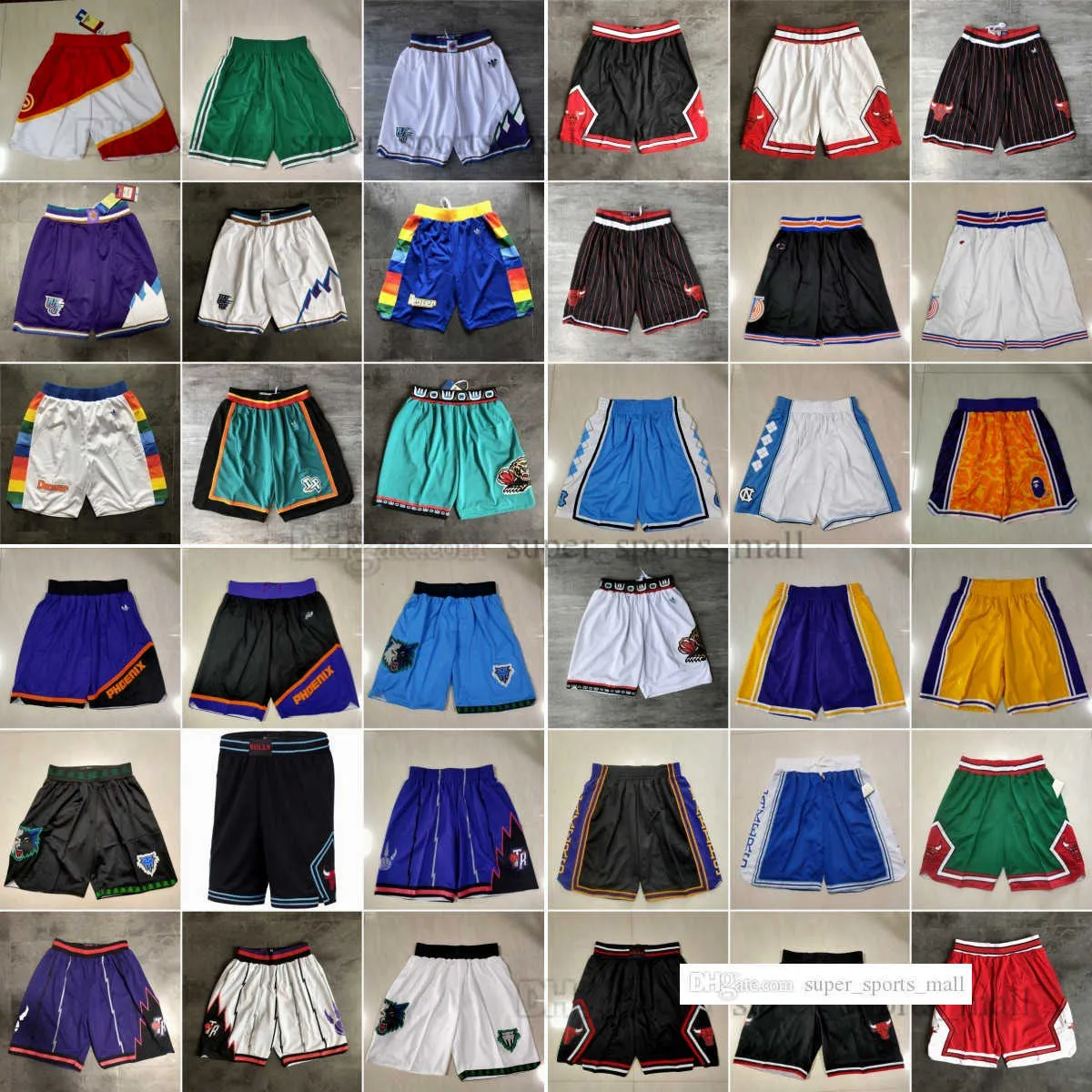 JUSTDON Basketball Shorts With Zipper Pocket Retro Sportswear ...