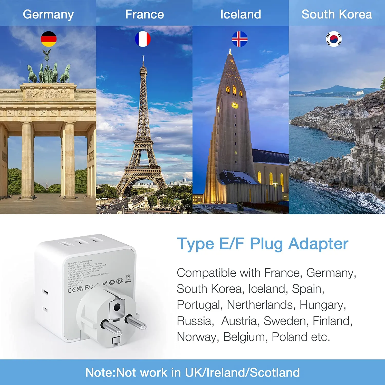Adaptador De EuroCeo Para Euro: European Adapter Plug Con 3 Puntos De ...