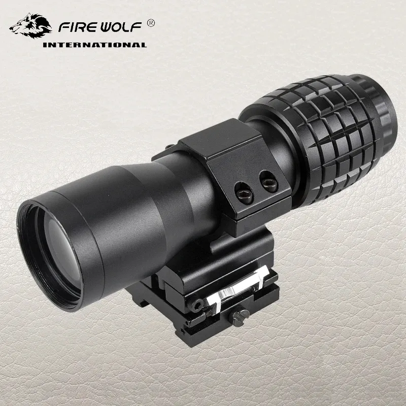 FIRE WOLF Hunting Tactical 5x Flashlight Magnifier Optical Sight Red ...