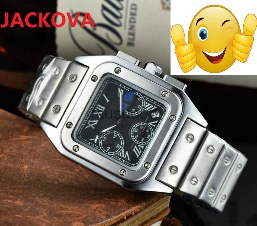 Men's Classic Square Quartz Watch - Retro Golden Stainless Steel Moon ...