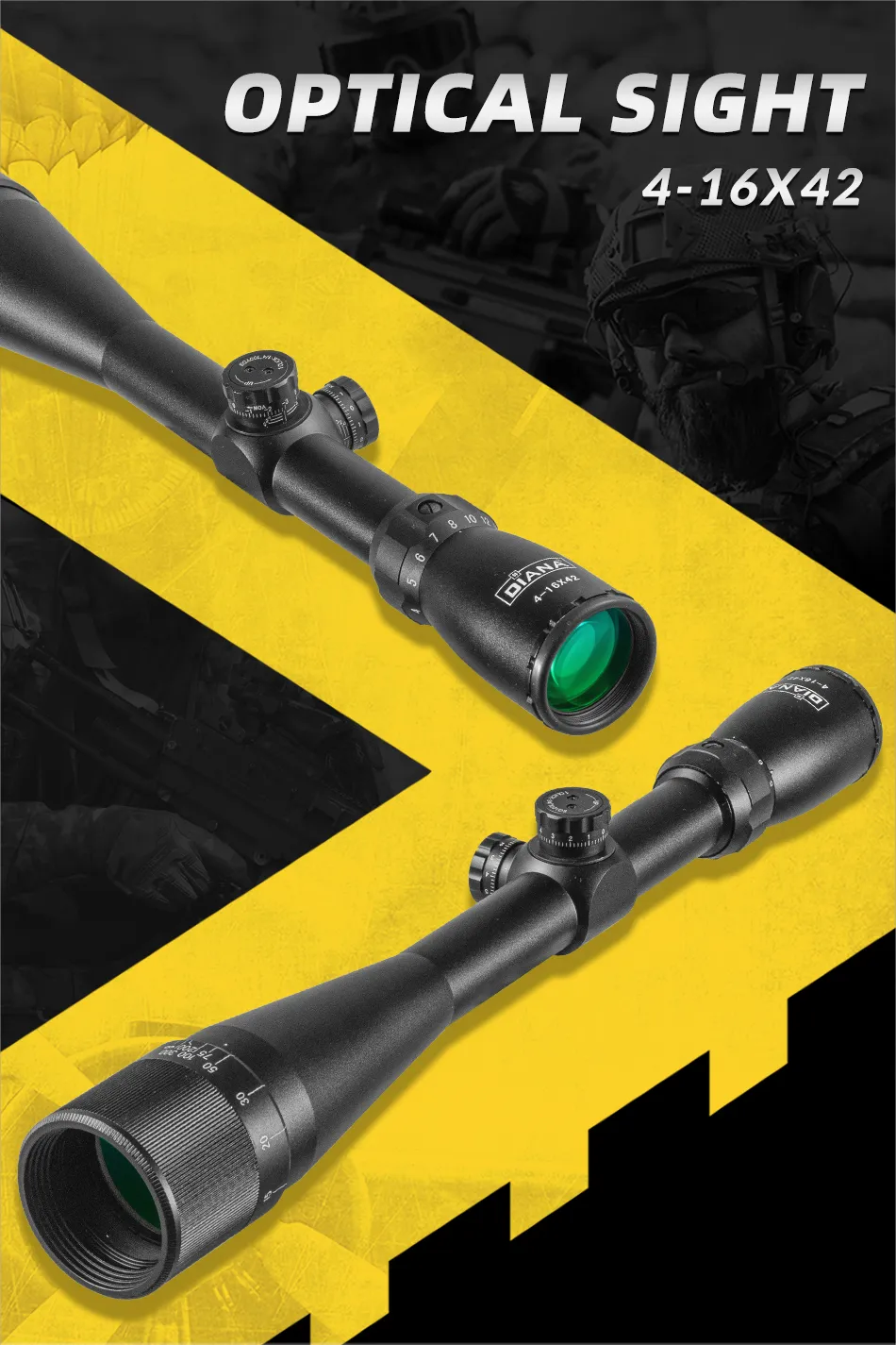DHgate.com:DIANA 4-16x42 Tactical Rifle Scope Mil Dot Reticle Optical ...