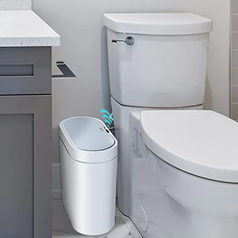 Smart Sensor Trash Bin For Narrow Bathrooms 9L Electronic Automatic ...