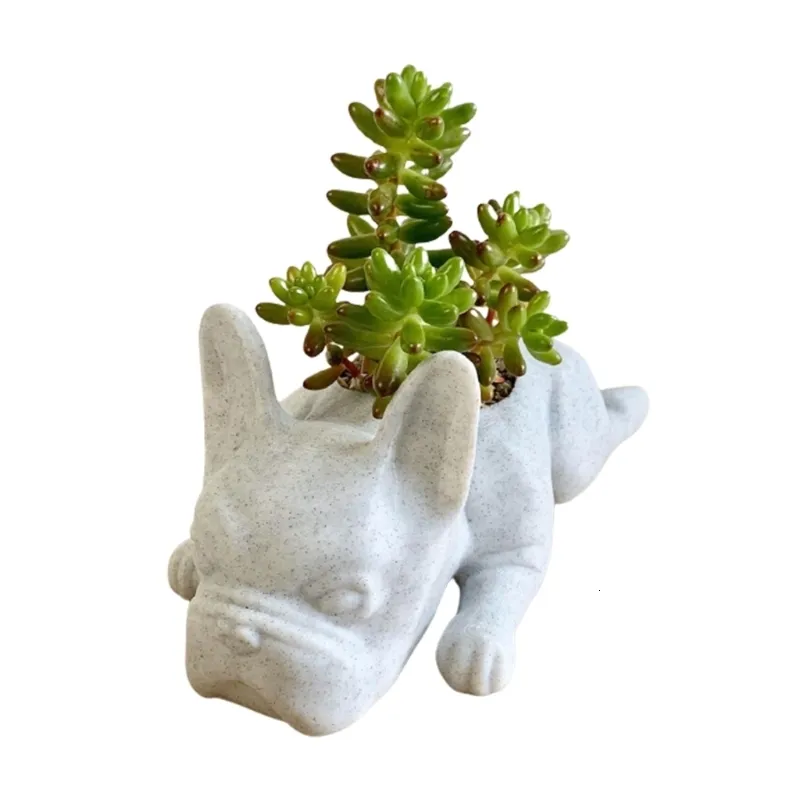 Bulldog Puppy Succulent Planter, Creative Resin Dog Planter, Cute ...