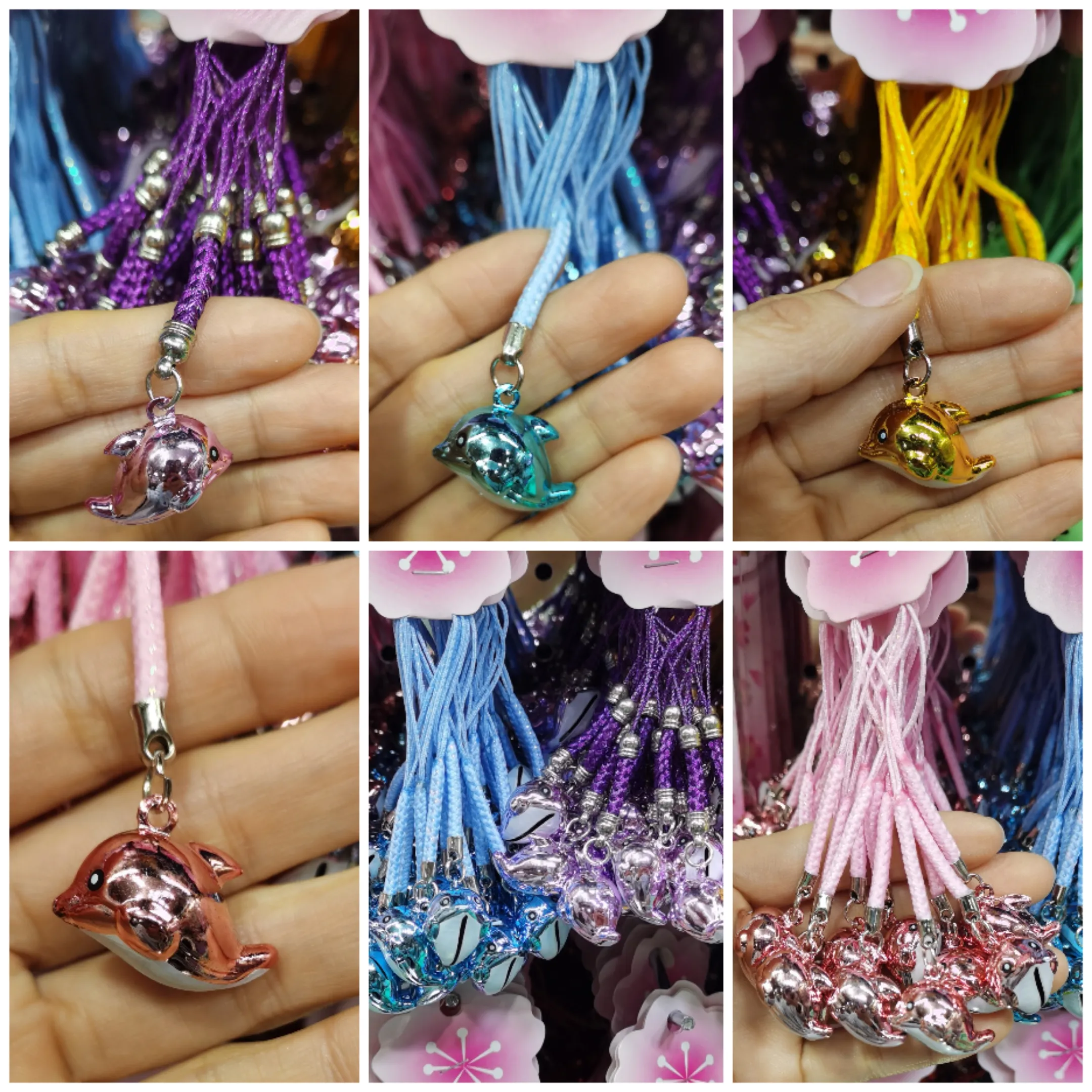 10 Cute Cartoon Dolphin Key Chains Perfect Cell Phone Charm String Bell ...