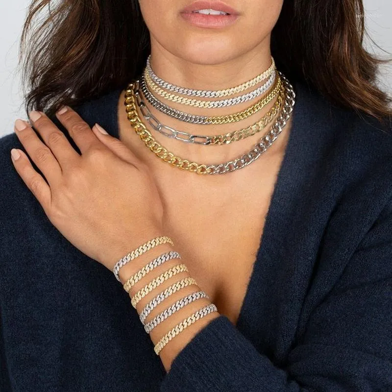 Gold Two Tone Double Curb Cuban Cuban Neck Chain With 7mm Width And ...