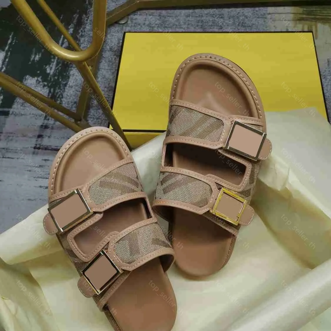 Raffia Double Band F Sports Sandals With Printed Design And Metal ...