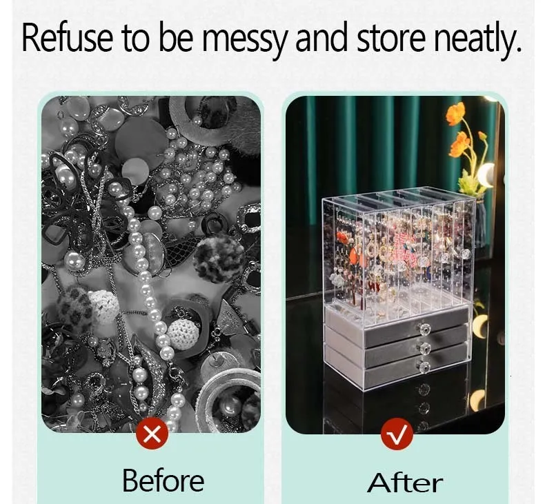 Transparent Acrylic Jewelry Display Box - Portable Showcase for Rings ...