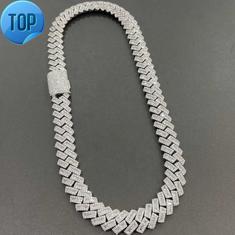VVS Moissanite Baguette Cuban Link Chain In 925 Sterling Silver From ...