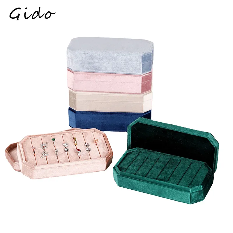 Velvet Jewelry Box Organizer: Stackable Jewelry Storage Case with Ring ...