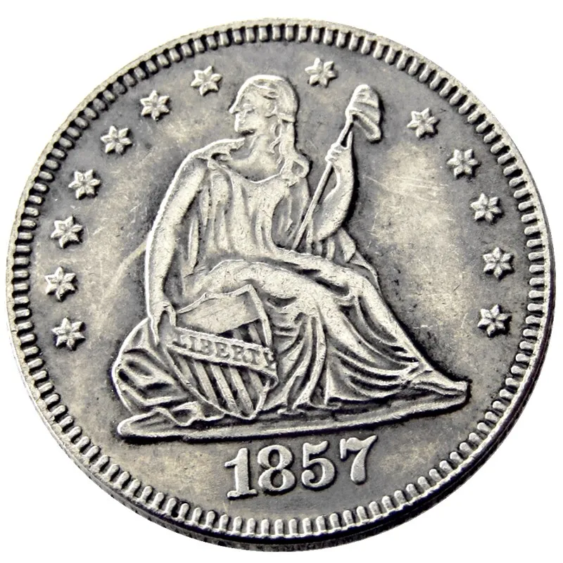 DHgate.com:US 1857 P/O/S Seated Liberty Quarter Dollar Silver Plated ...