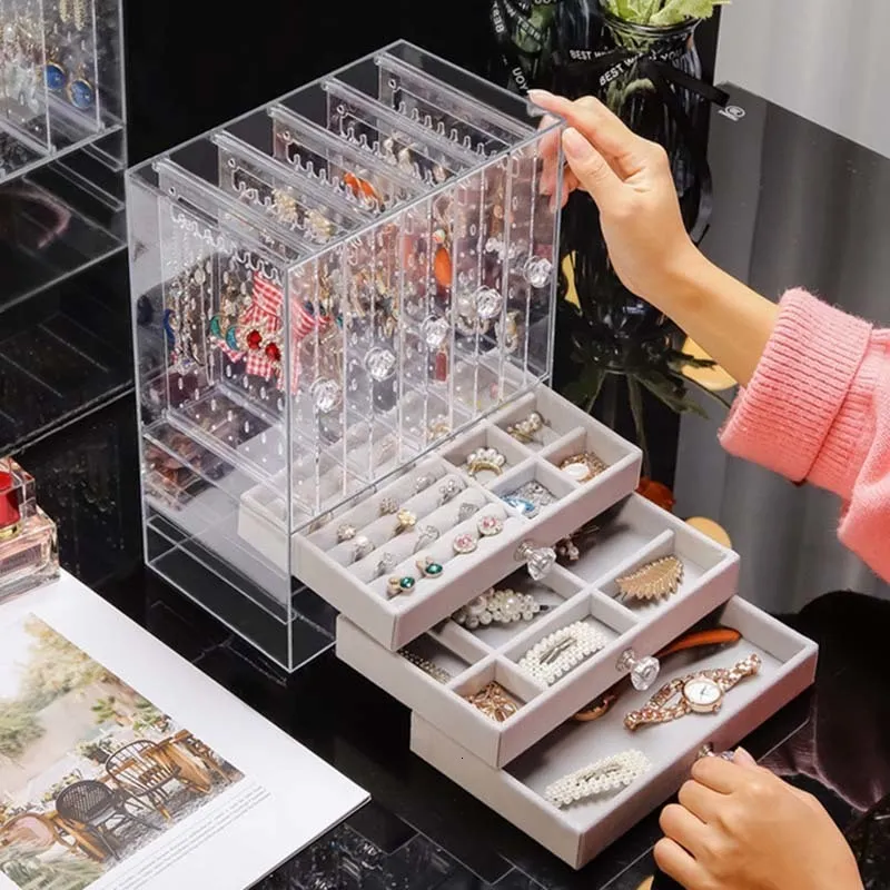 Transparent Acrylic Jewelry Display Box - Portable Showcase for Rings ...