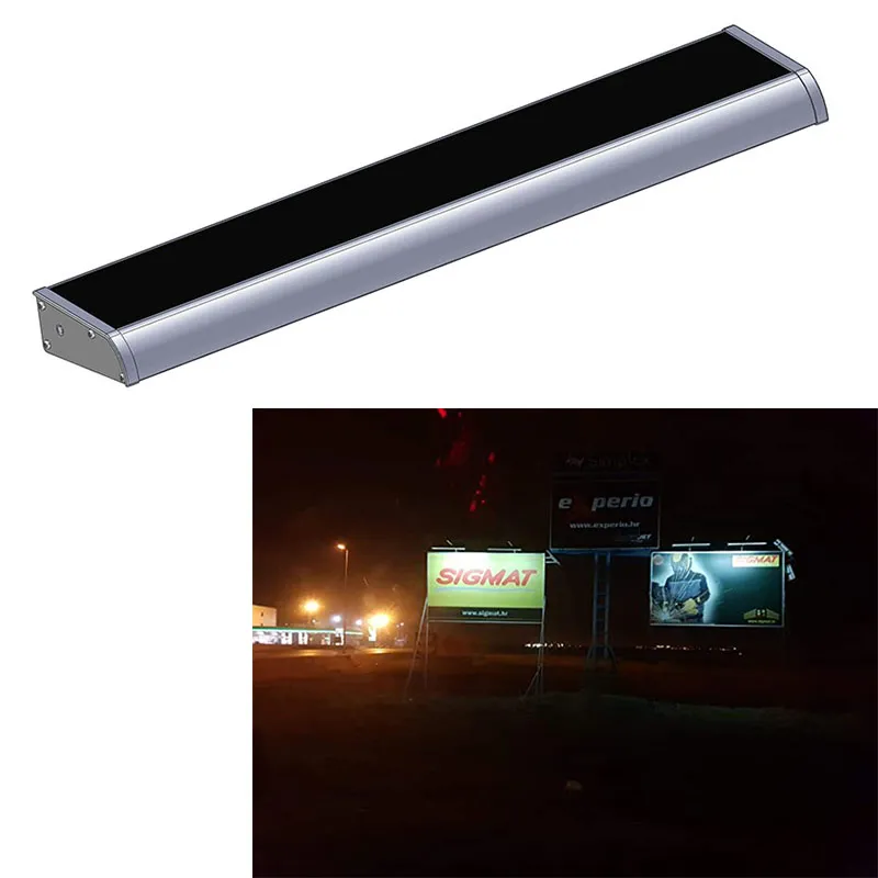 Solar Post Lamps Outdoor LED Signboard Light 60cm Aluminum Silver ...