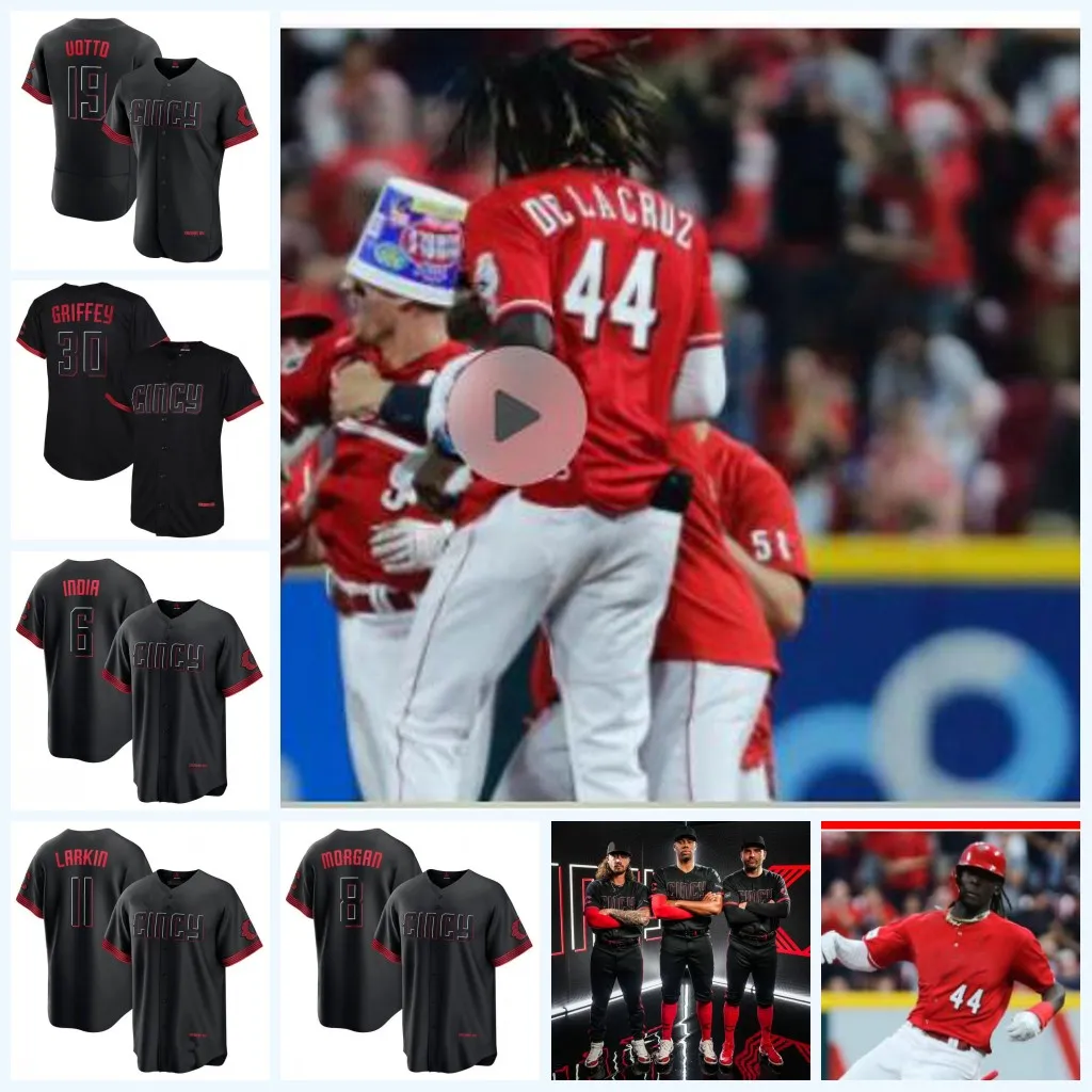 Elly De La Cruz 2023 City Connect Red Jersey Joey Votto Ken Griffey Jr ...