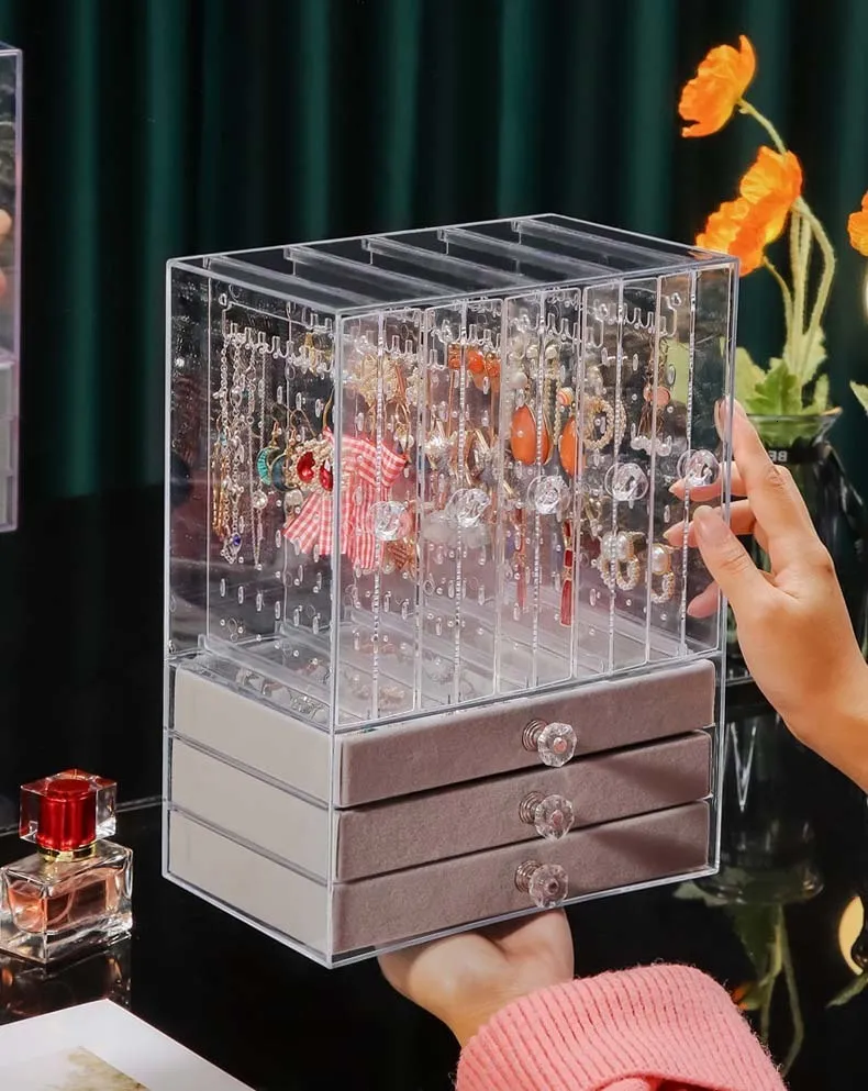 Transparent Acrylic Jewelry Display Box - Portable Showcase for Rings ...