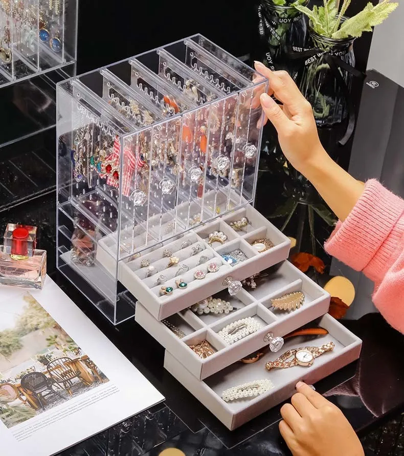 Transparent Acrylic Jewelry Display Box - Portable Showcase for Rings ...