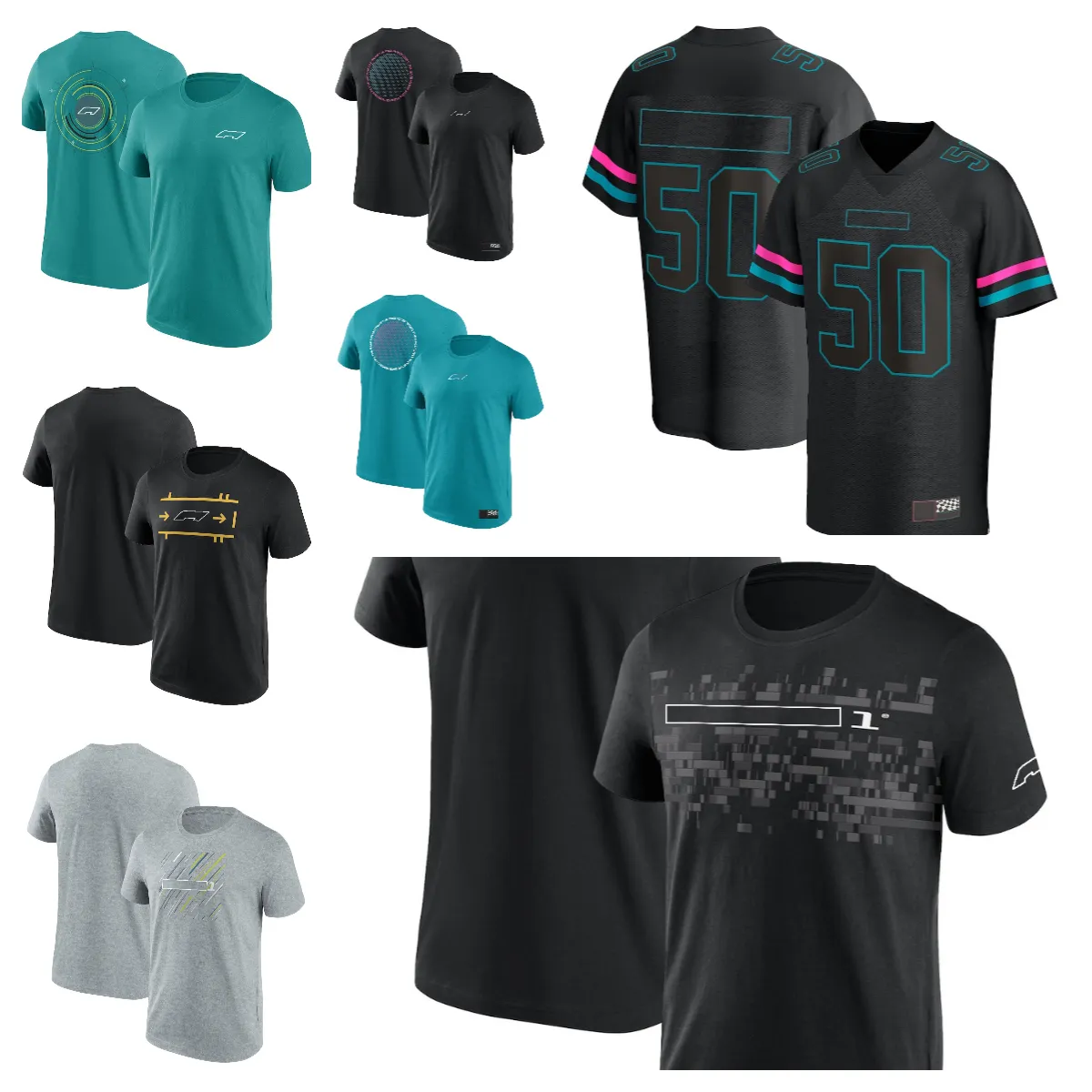 Customizable 2023 F1 Formula One Team Mens Short Sleeved Fan Polyester ...