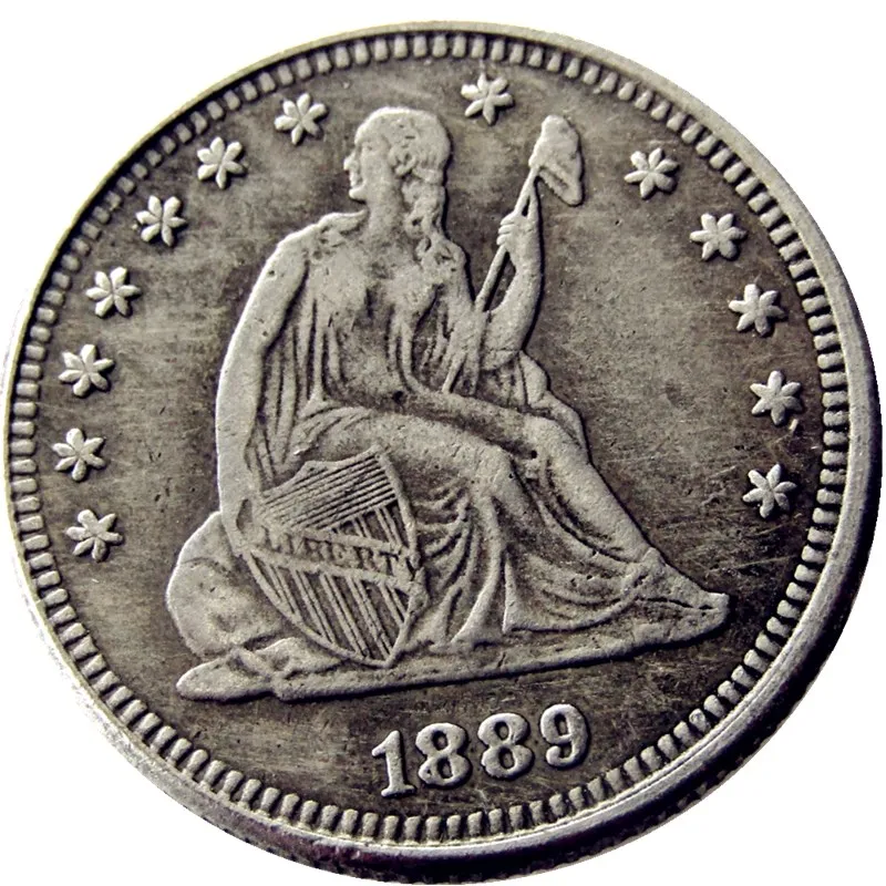 DHgate.com:US 1889 Seated Liberty Quater Dollar Silver Plated Copy Coin ...