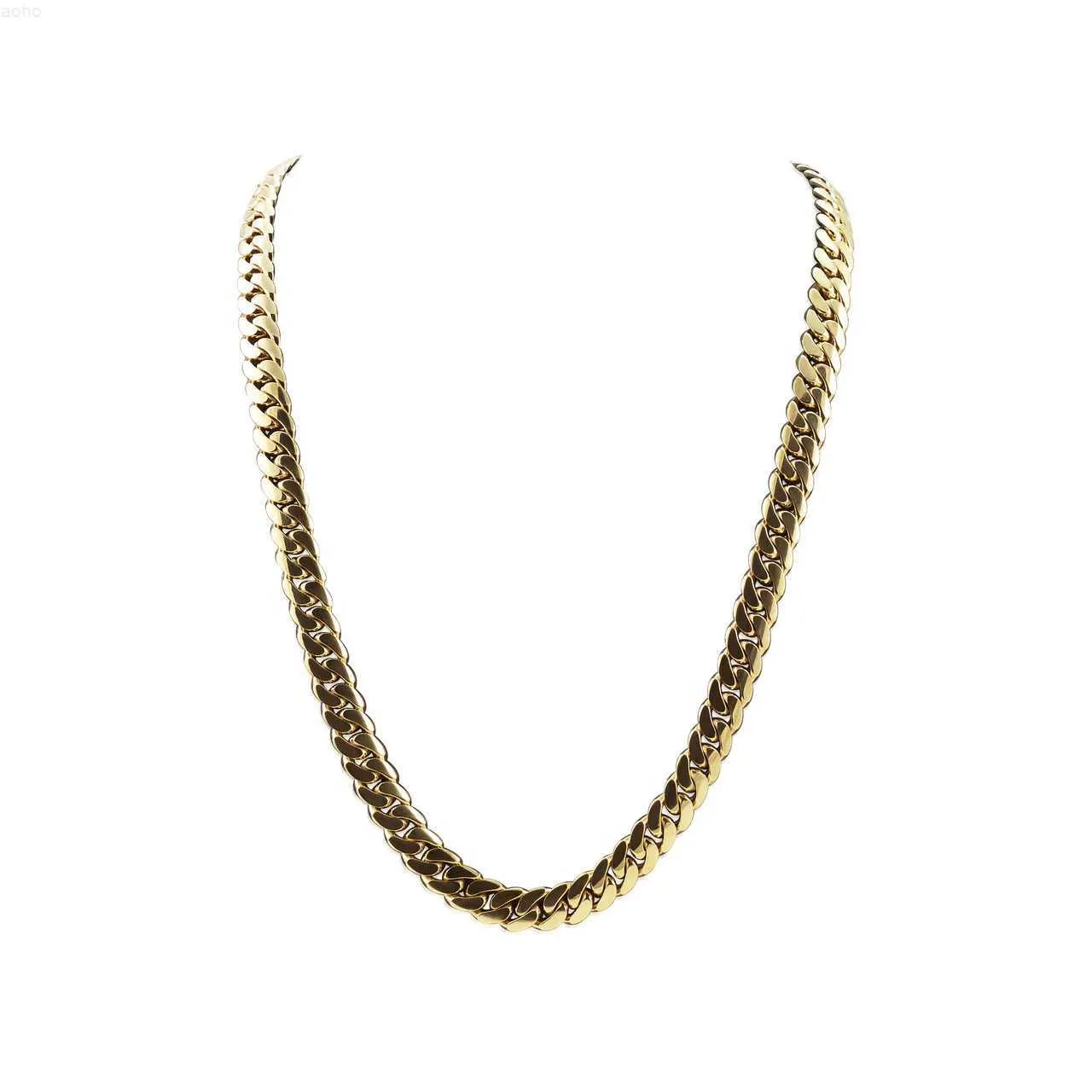 10K Solid Yellow Gold Filled Cuban Link Chain Necklace For Men And ...