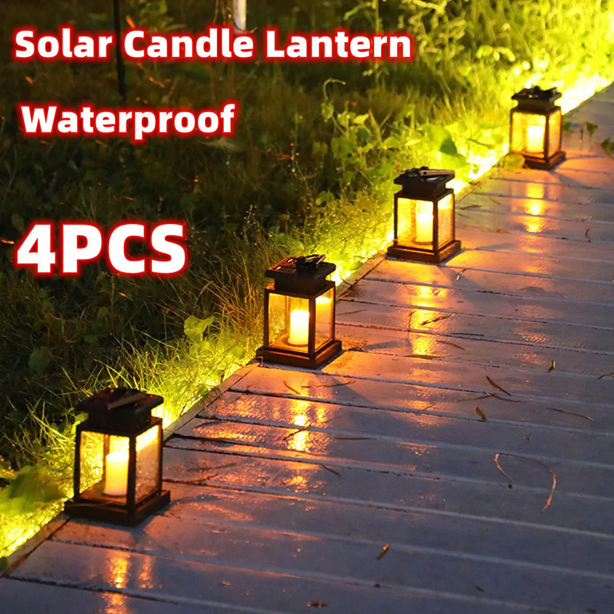 Decoraciones De Jardín Linterna Solar Lámpara De Jardín Luz De Vela LED ...