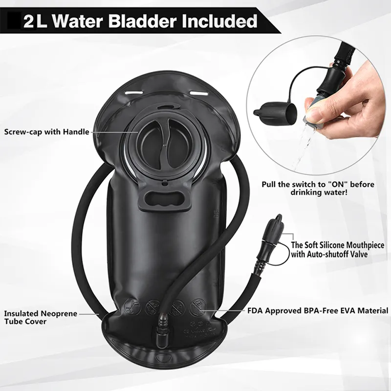 Leak Proof Military Water Hiking Backpack Upgrade Bladder 2Liter ...