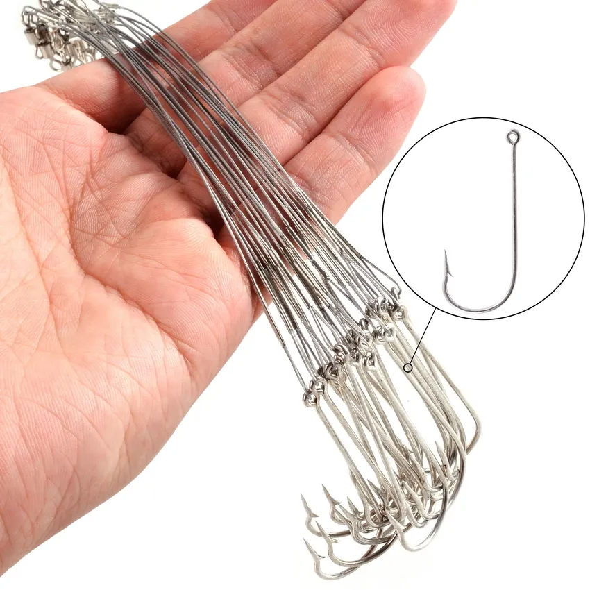 DHgate.com:Braid Line 10pc Steel Wire Leader with Swivel and hooks ...