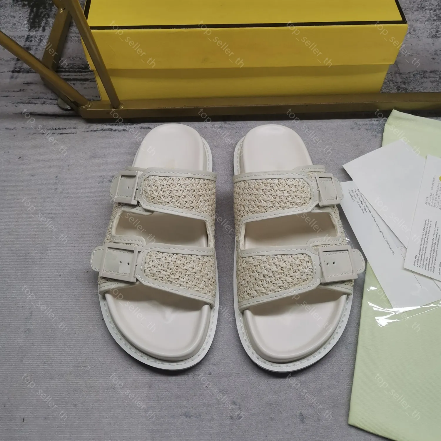 Raffia Double Band F Sports Sandals With Printed Design And Metal ...