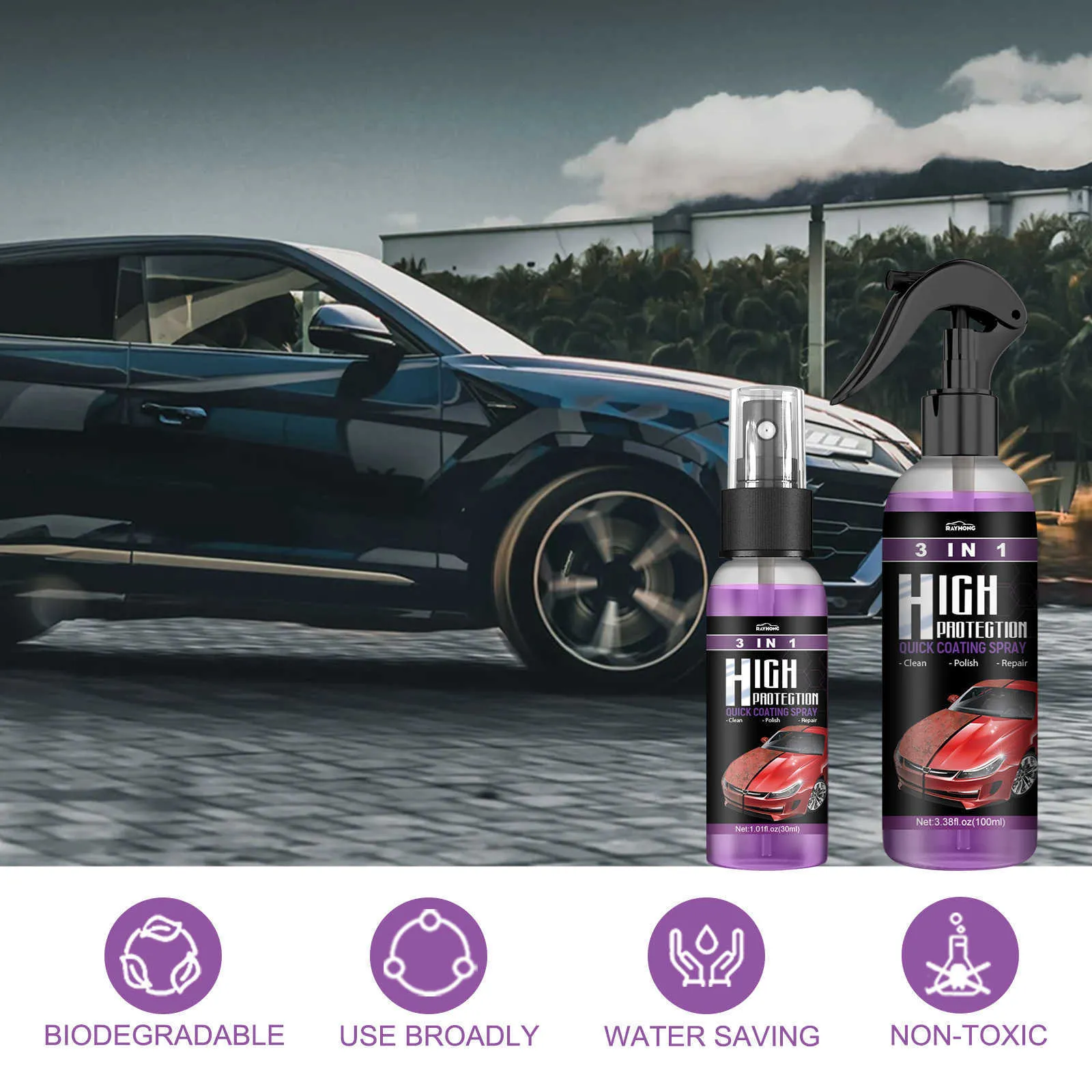 Quick Clean 30/100ml Ceramic Car Body Coating Spray Polish, Scratch ...