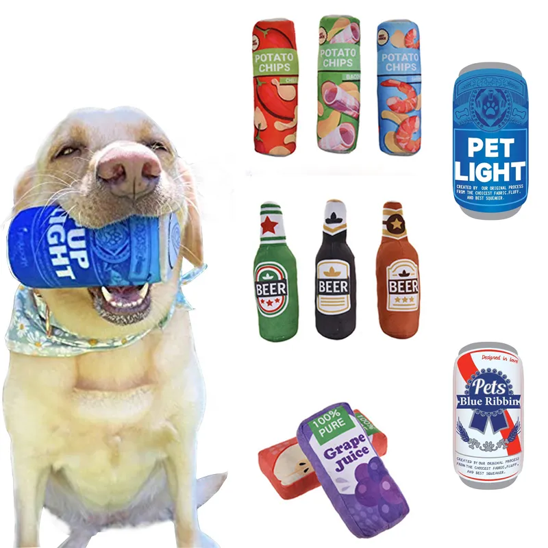 DHgate.com:Squeaky Dog Toys - Plush Beer Bottle Chew Toy for Puppies ...
