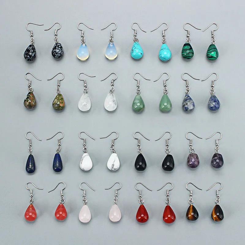 Water Drop Dangle Earrings for Women with Natural Stone - Tiger Eye ...
