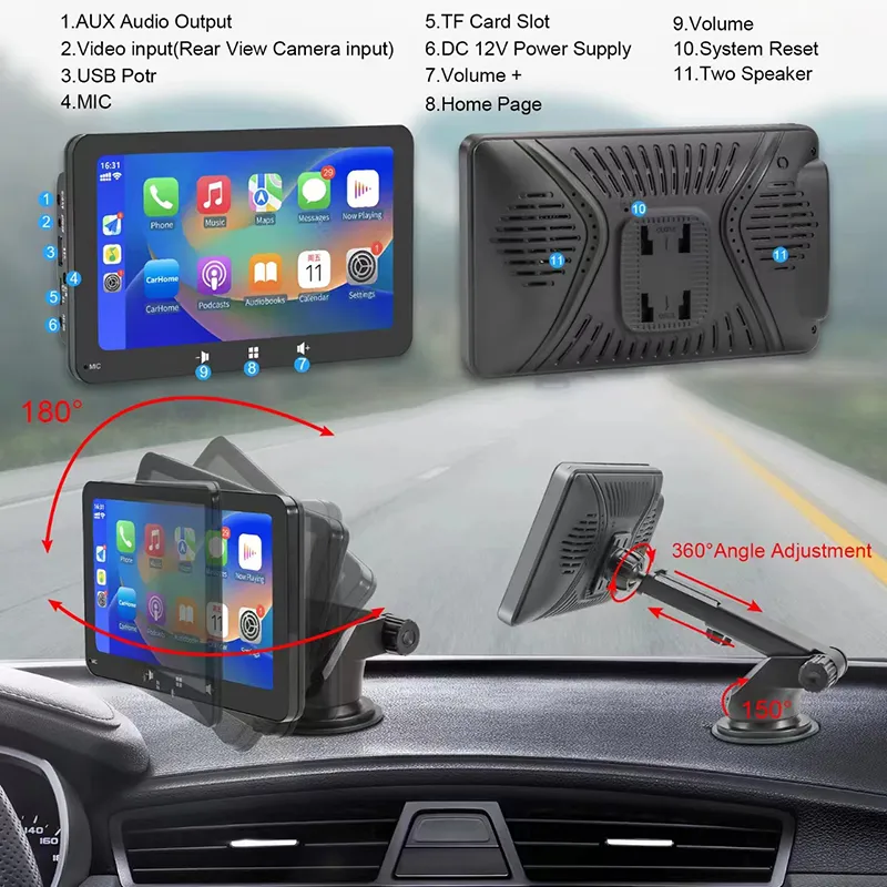 Apple CarPlay Monitor: 7 Inch Portable USB Multimedia Player With ...