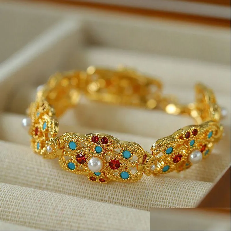DHgate.com:18K Gold Plated Gemstone Chain Jewelry Set for Women, Retro ...