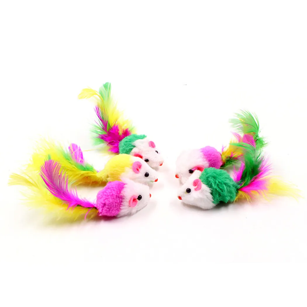 DHgate.com:Cat Toy with Colorful Feather Plush Mini Mouse FDA Certified ...