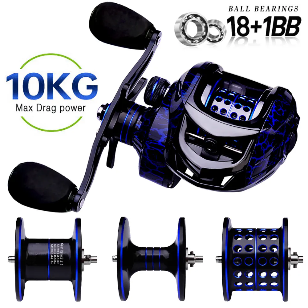High-Speed 7.2:1 Baitcasting Reel with Deep/Shallow Spool - Smooth ...