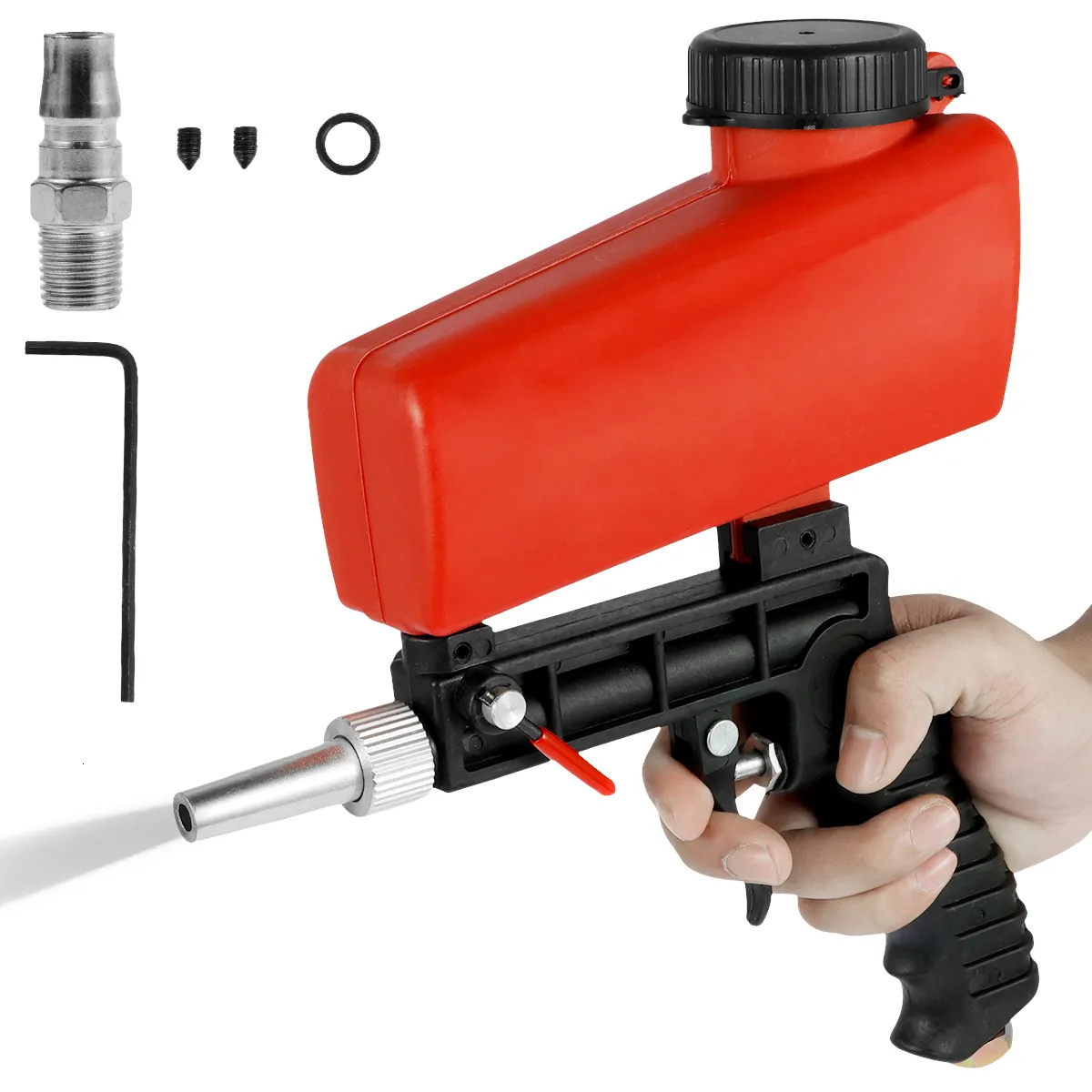 Adjustable Sandblasting Gun - 90psi Portable Sand Blaster, Gravity Feed ...