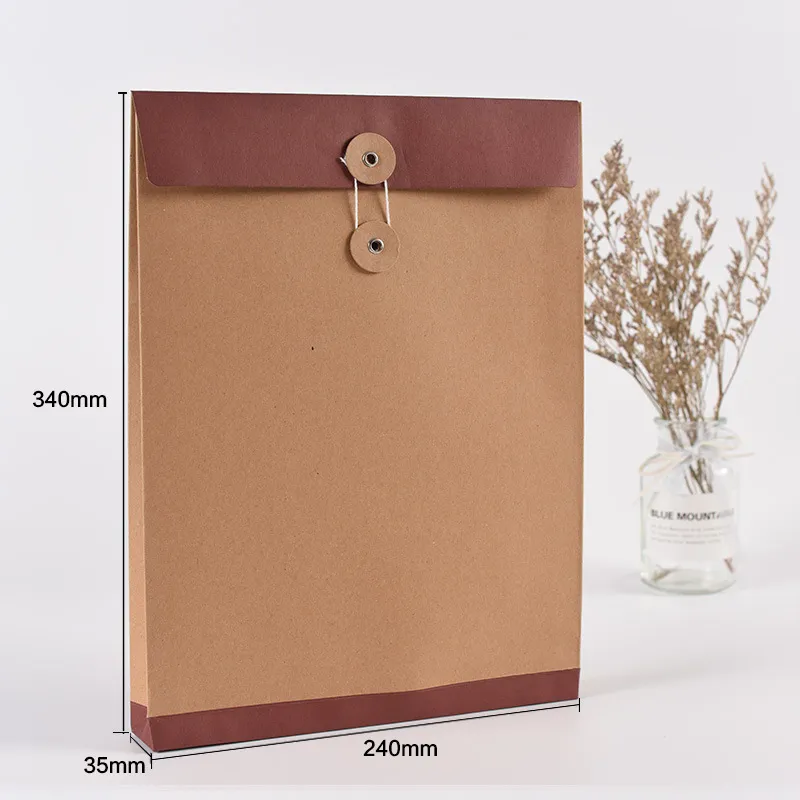 100 A4 Brown Kraft Paper File Holders With String Ideal For School And ...