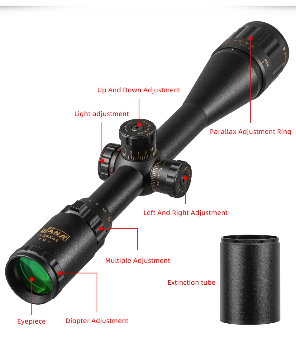 6 24x44 Tactical Diana Optic Cross Sight Green Red Illuminated ...