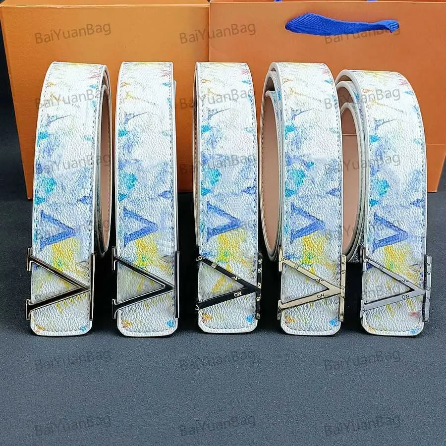 Graffiti Leather Designer Belt With Letter Buckle For Men And Women ...