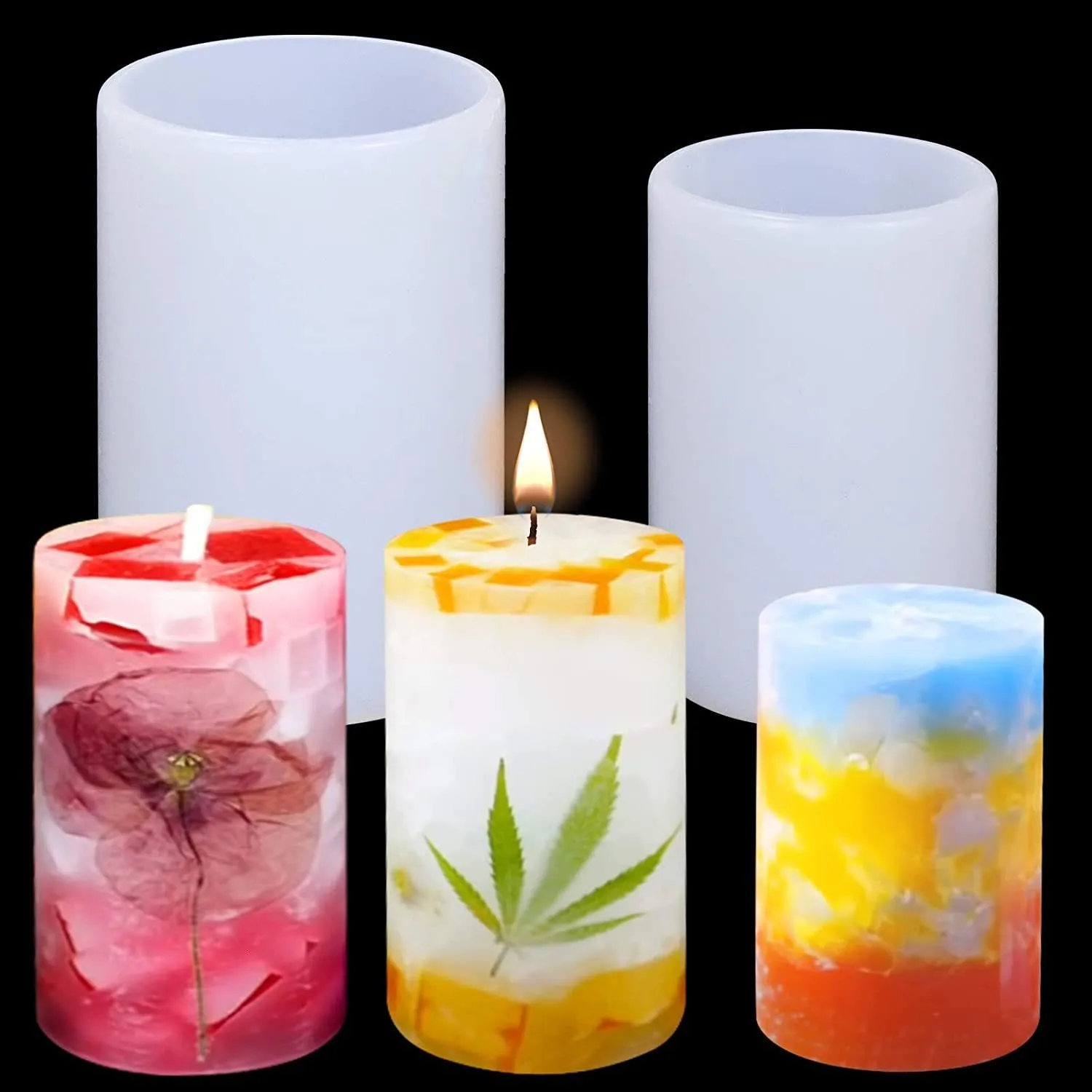 3D Cylinder Candle Mold - DIY Candle Making Supplies, Silicone Mold for ...