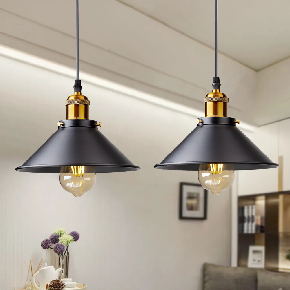 Vintage Industrial Pendant Light - Retro Loft Hanging Lamp Fixture, E27 ...