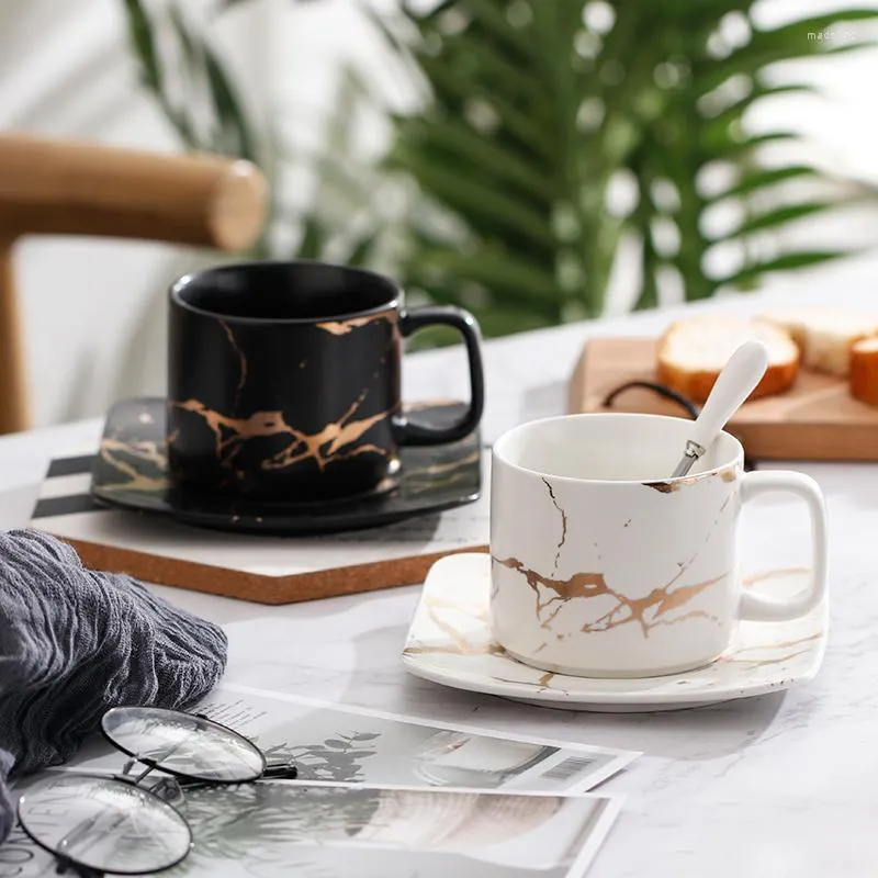DHgate.com:Luxury Matte Marble Ceramic Tea Coffee Cups and Saucers Set ...