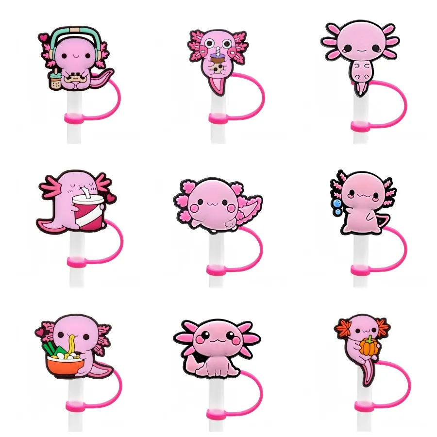 Cynops Orientalis Pink Salamander Straw Cover Topper Silicone ...