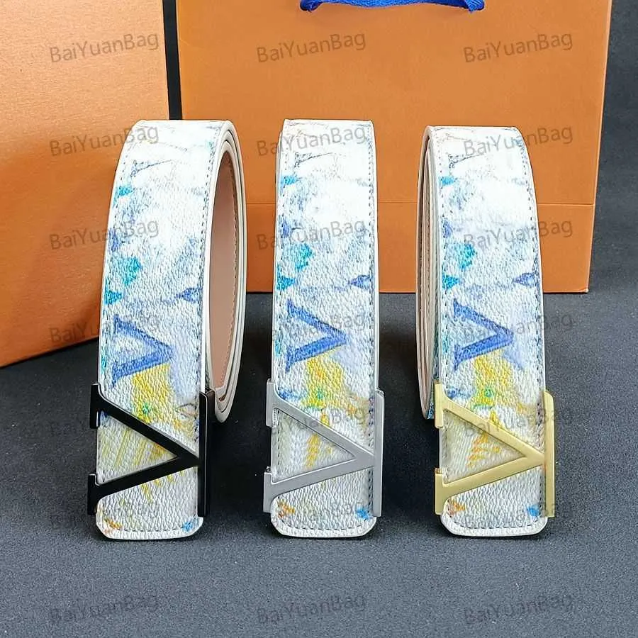 Graffiti Leather Designer Belt With Letter Buckle For Men And Women ...