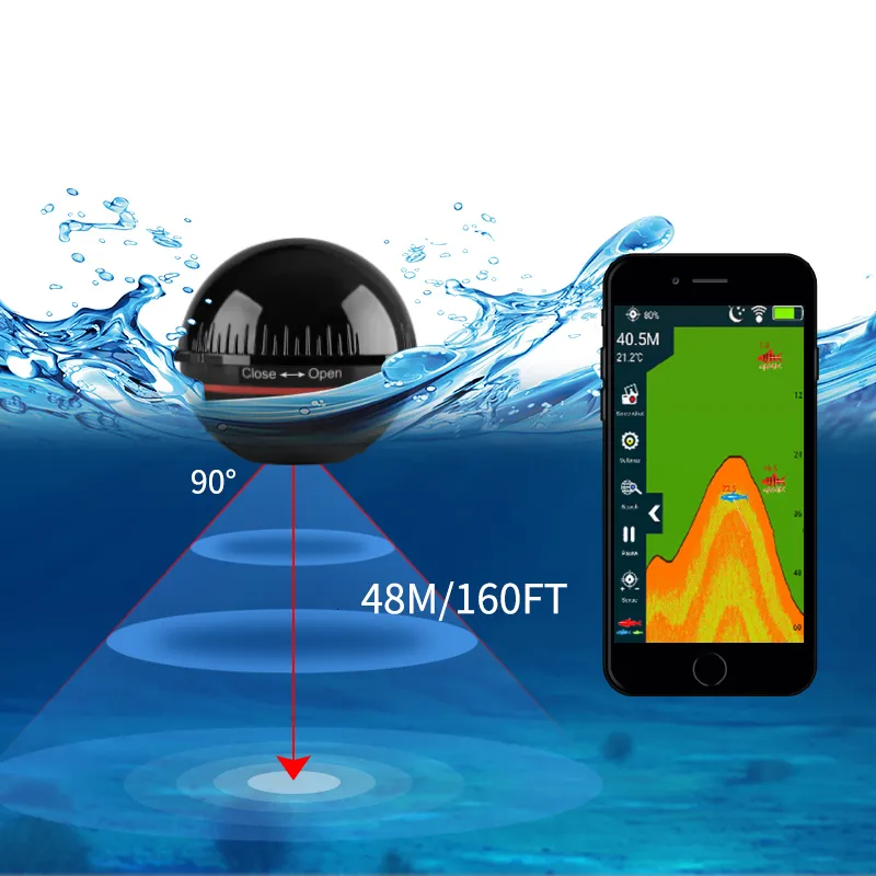DHgate.com:XA02F68 Wireless Sonar Fish Finder - Portable Echo-sounder Fishing Finder with 48m ...