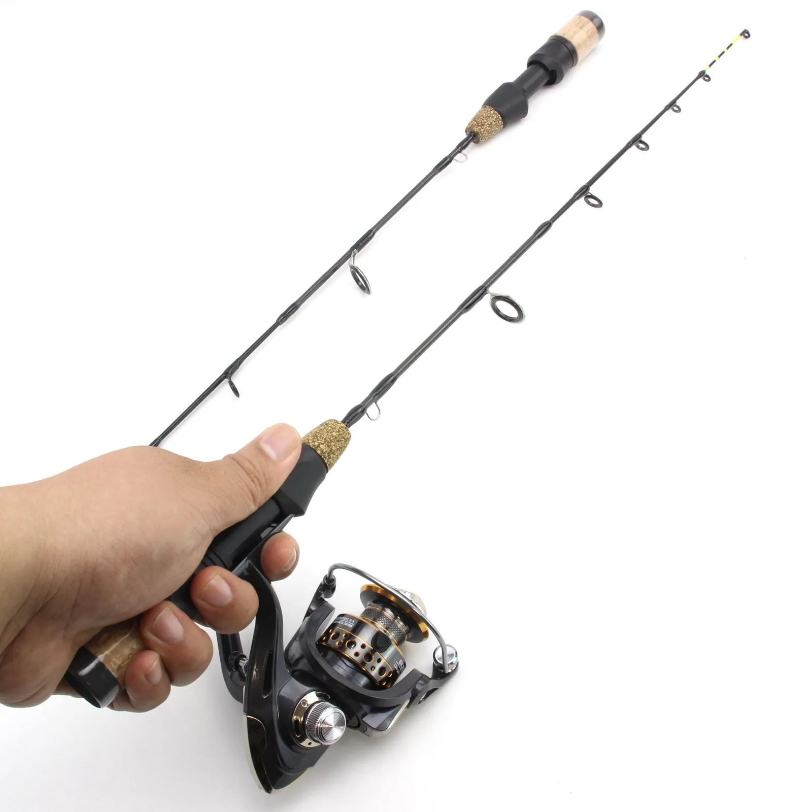 Ice Fishing Rod Reel Combo: Portable Winter Fishing Set with 2 Tips ...