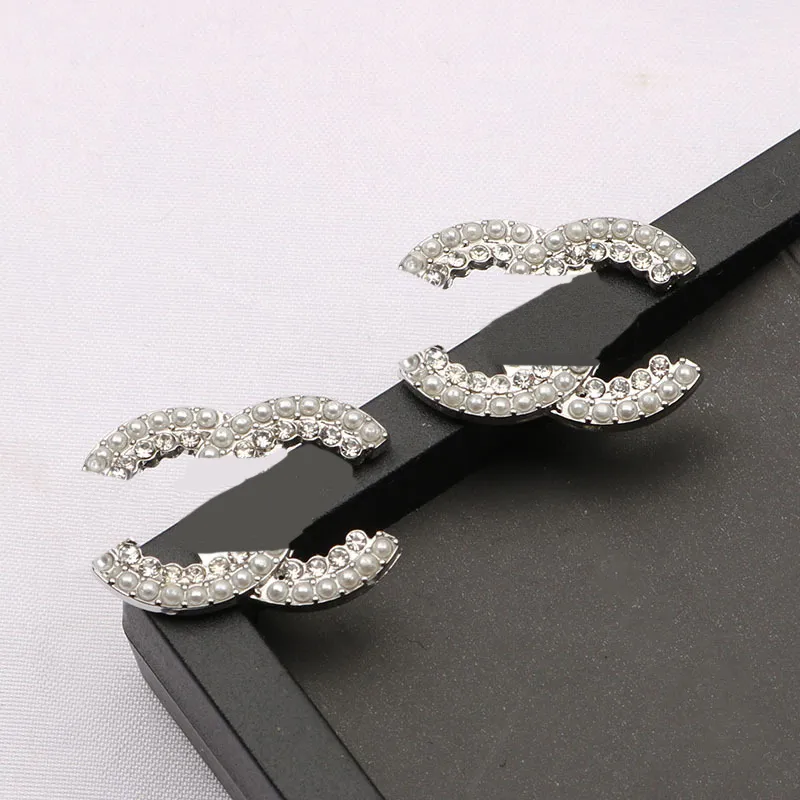 18K Gold Plated Pearl Diamond Stud Earrings, Luxury Designer Jewelry ...