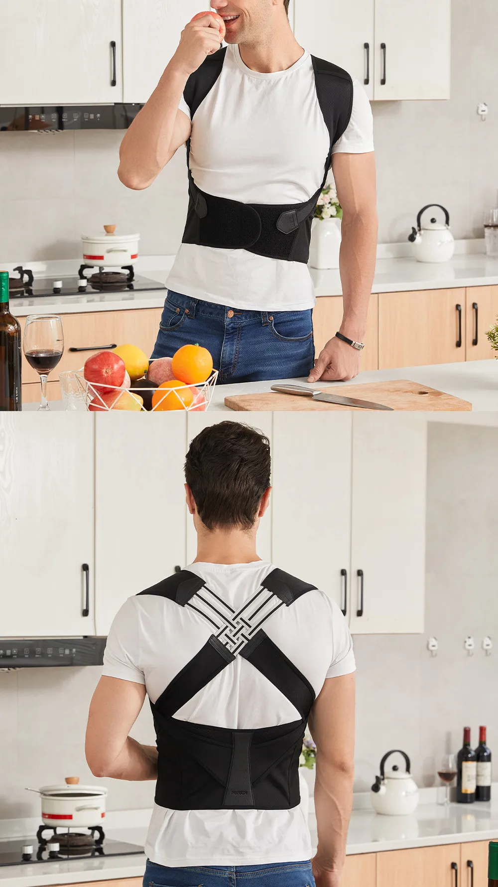 Back Support Adjustable Posture Corrector Belt Women Men Prevent ...