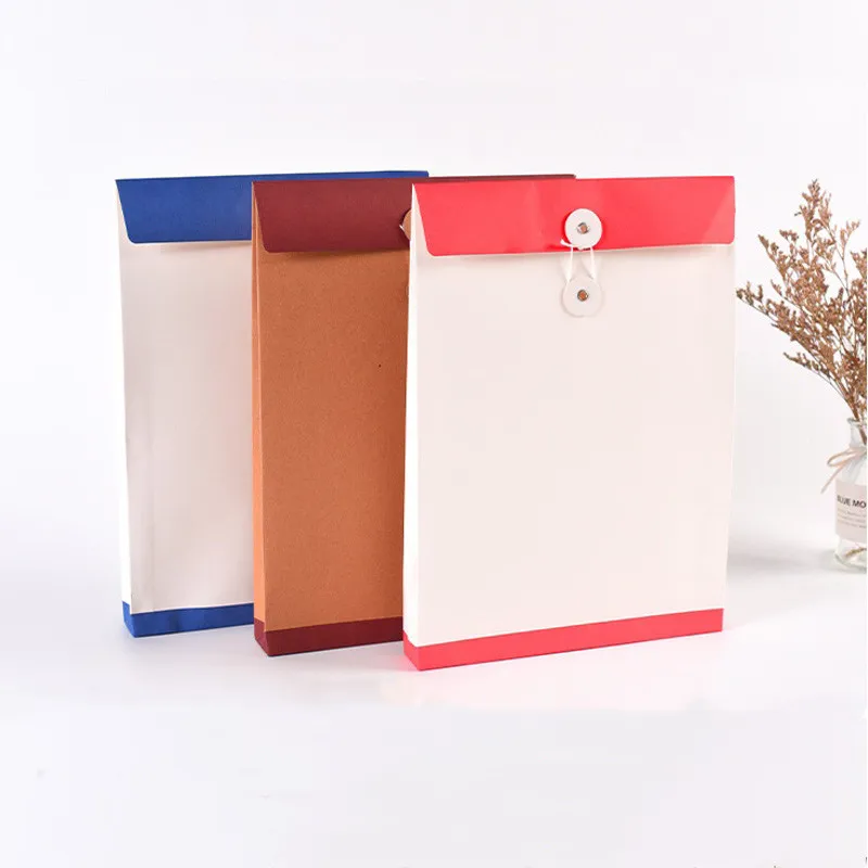 Plastic Envelope Folder A4 Brown Kraft Paper File Holder With String ...