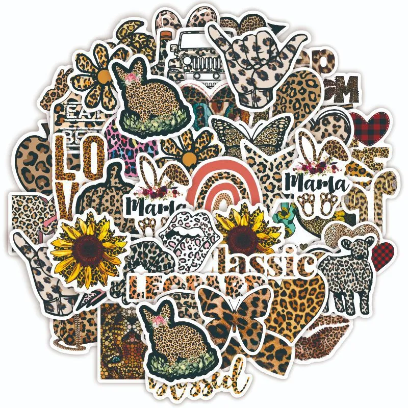 DHgate.com:50Pcs Leopard Print Stickers, Trendy Graffiti DIY Cartoon ...