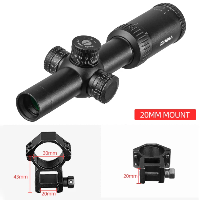 DIANA 1 4X24 Reticle Tactical Riflescope With Target Turrets Hunting ...